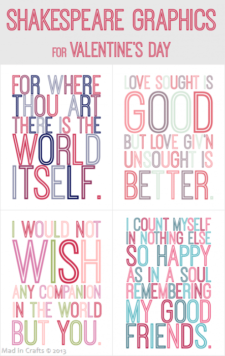 VINTAGE STYLE SHAKESPEARE PRINTABLES FOR VALENTINE’S DAY Printables Mad ...