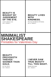 SHAKESPEARE LOVE SONNET PRINTABLES FOR VALENTINE'S DAY Valentine's Day ...