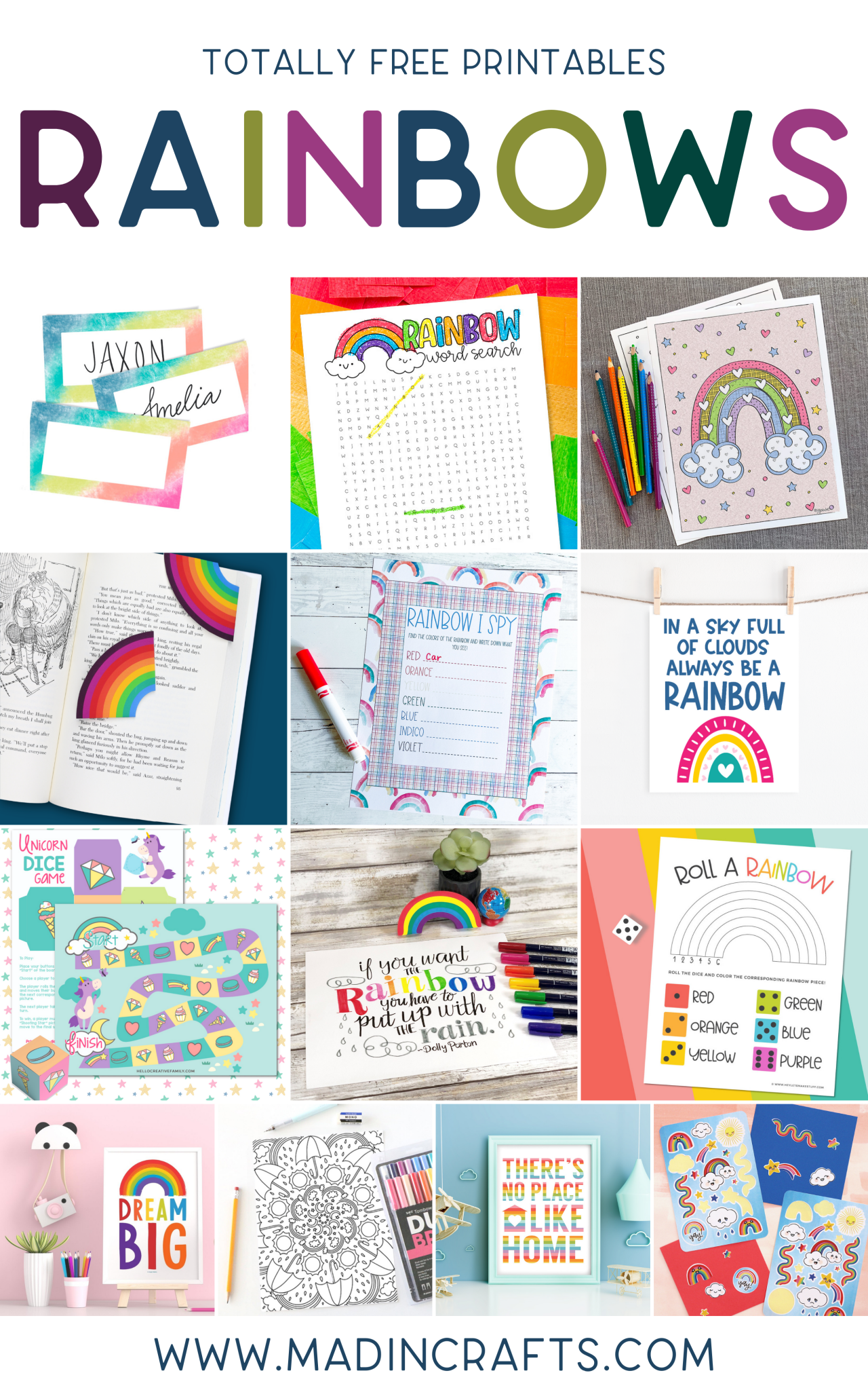 FREE PRINTABLE RAINBOW CORNER BOOKMARKS Printables Mad in Crafts