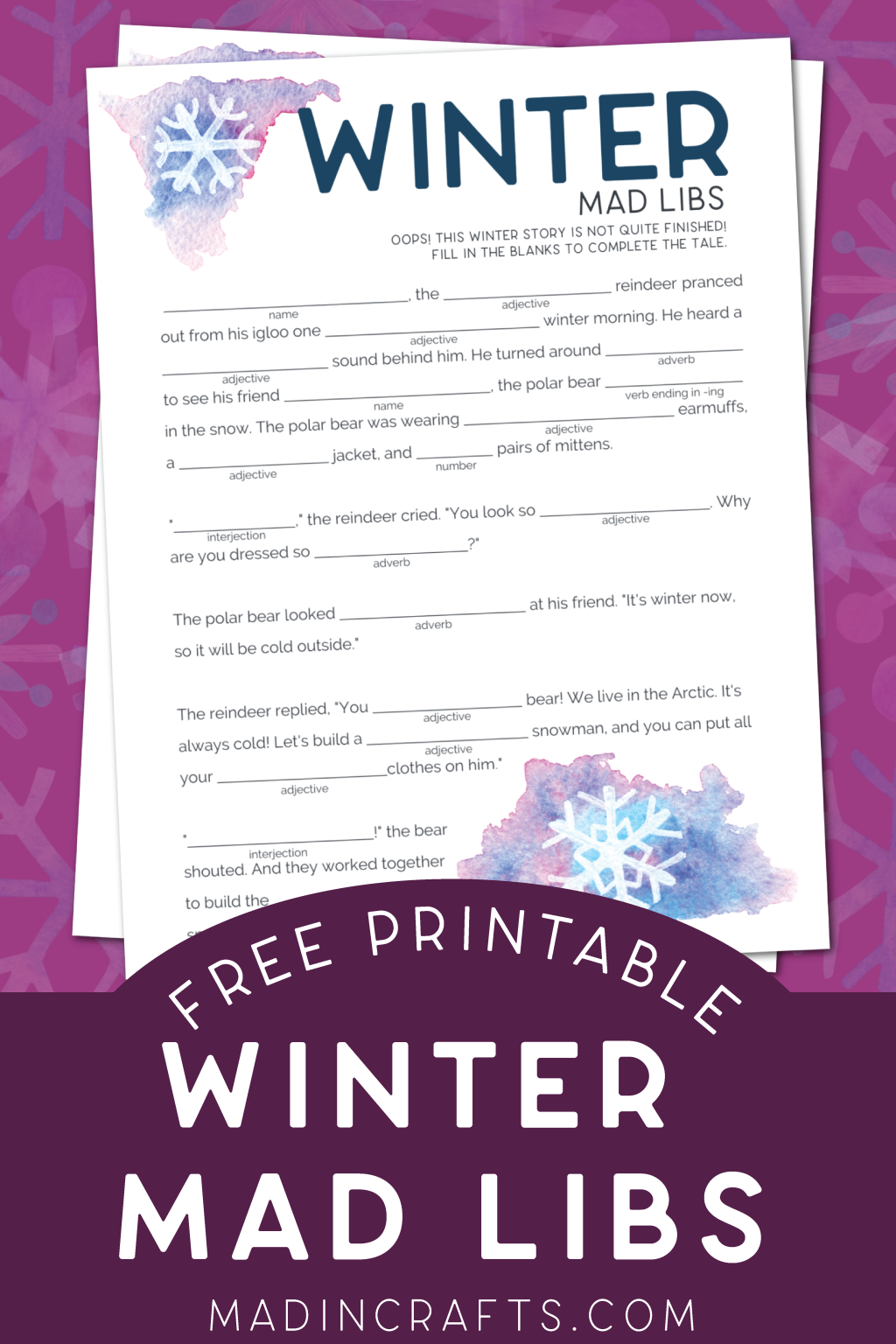 PRINTABLE WINTER MAD LIBS Crafts Mad in Crafts