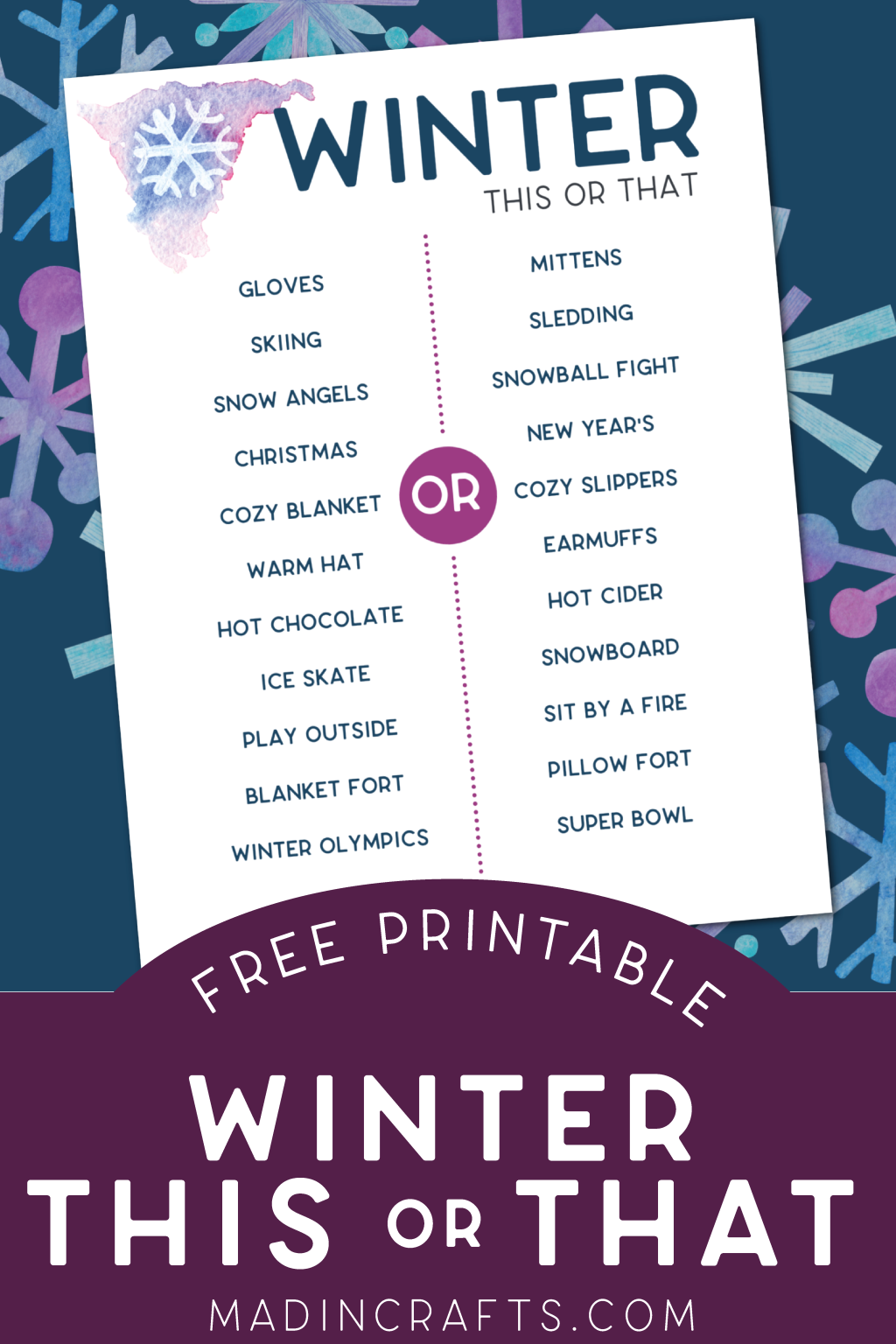 PRINTABLE WINTER THIS OR THAT GAME Christmas Mad in Crafts