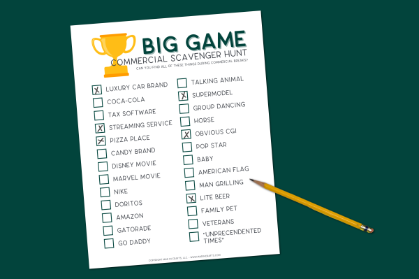 BIG GAME COMMERCIAL SCAVENGER HUNT Crafts Mad in Crafts
