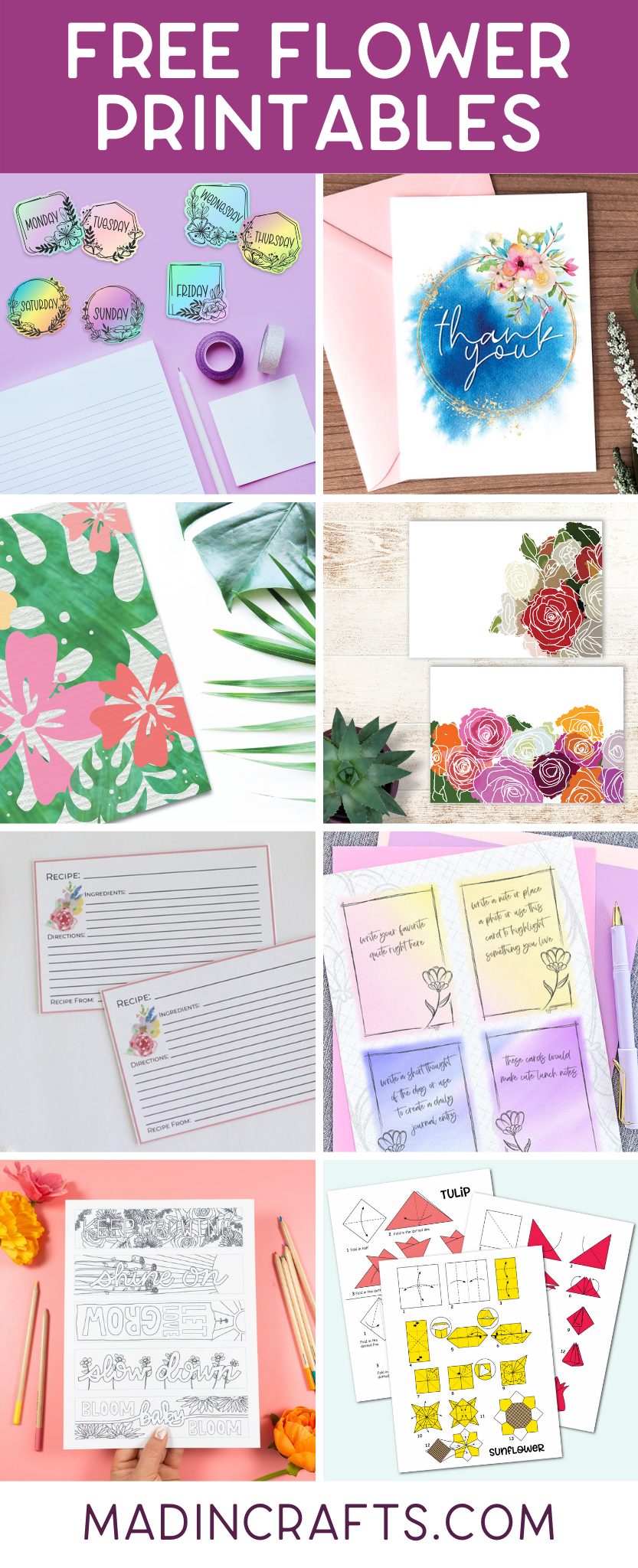 FREE PRINTABLE FLOWER CARDS Crafts Mad in Crafts