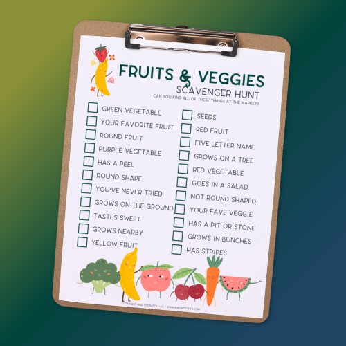 FREE PRINTABLE FRUIT AND VEGGIE SCAVENGER HUNT Printables Mad in Crafts