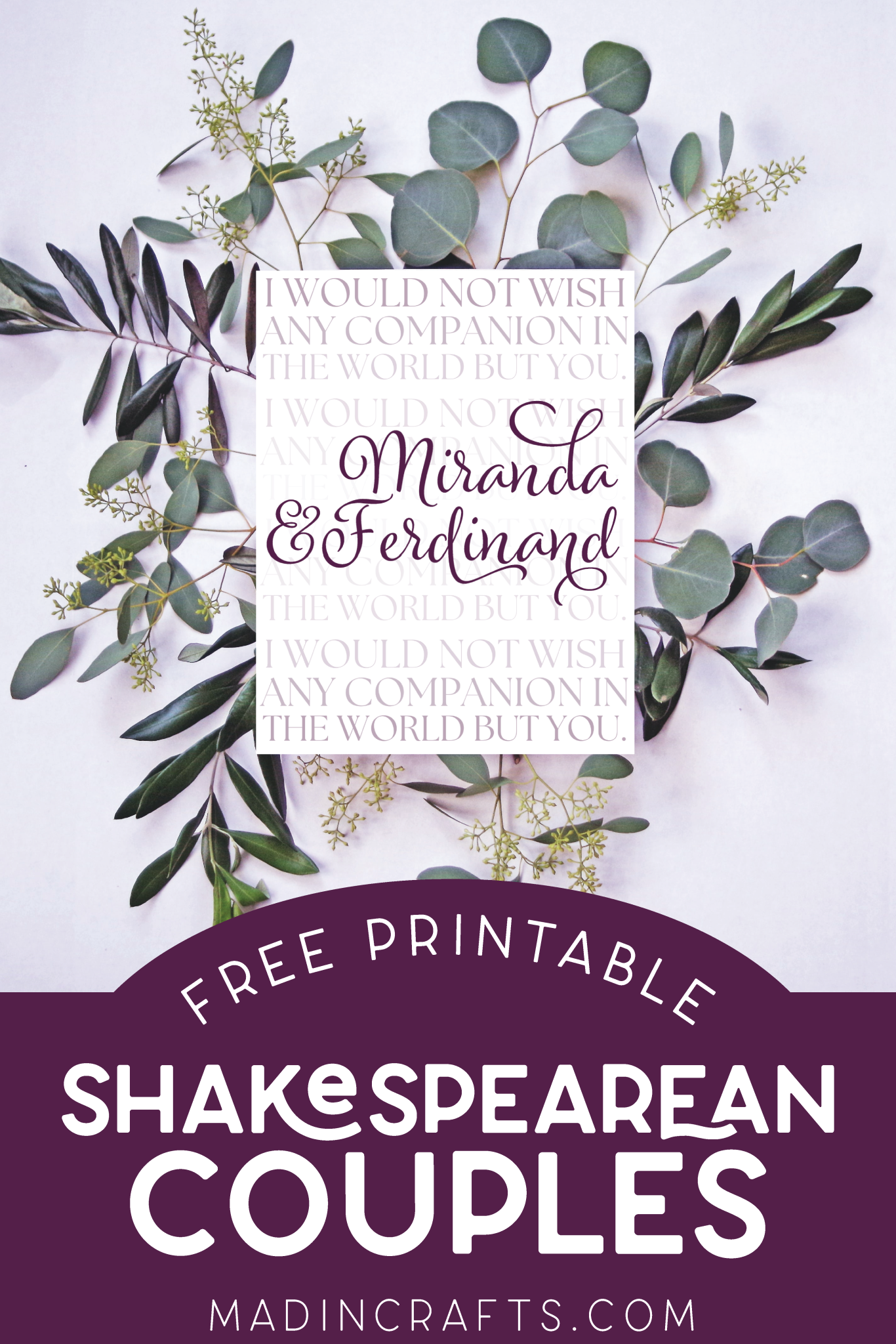 FREE PRINTABLES OF FAMOUS SHAKESPEARE COUPLES Printables Mad in Crafts