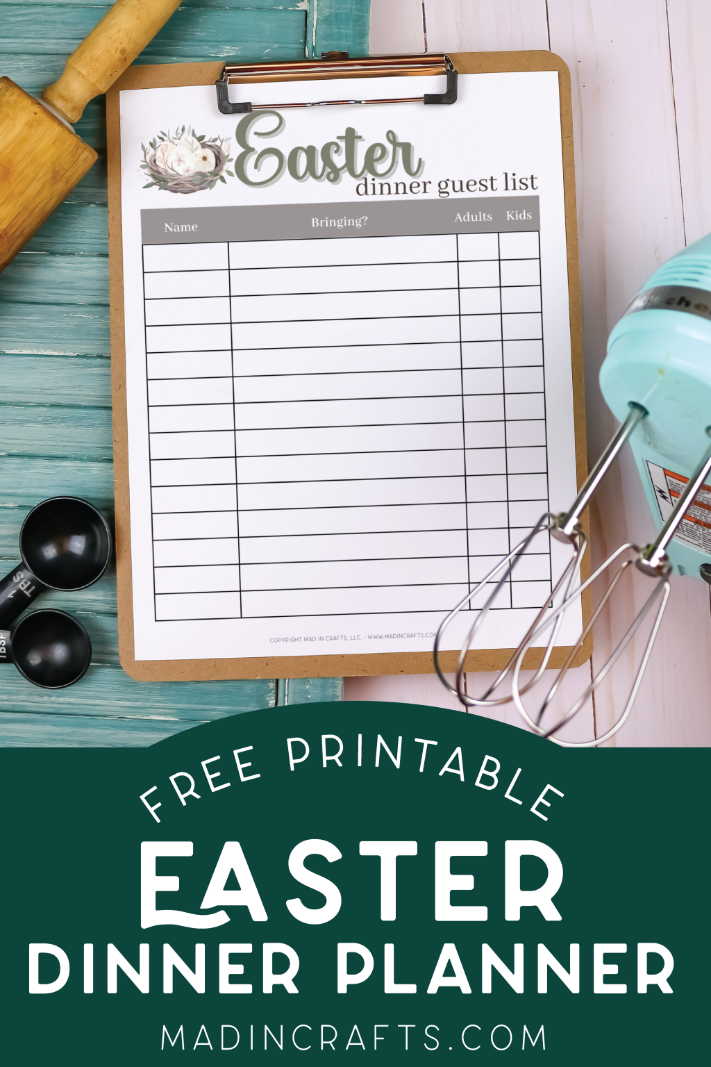 FREE EASTER DINNER PRINTABLE Easter Mad in Crafts