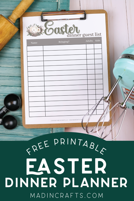 FREE EASTER DINNER PRINTABLE Easter Mad in Crafts
