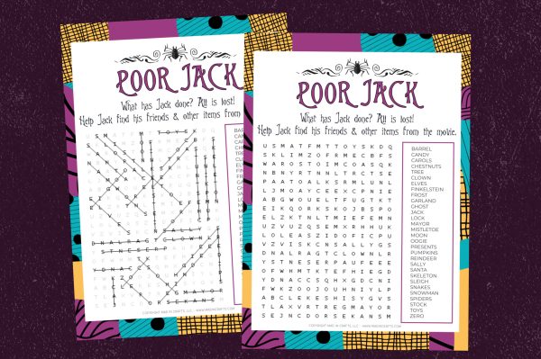 FREE NIGHTMARE BEFORE CHRISTMAS WORD SEARCH Halloween Mad in Crafts