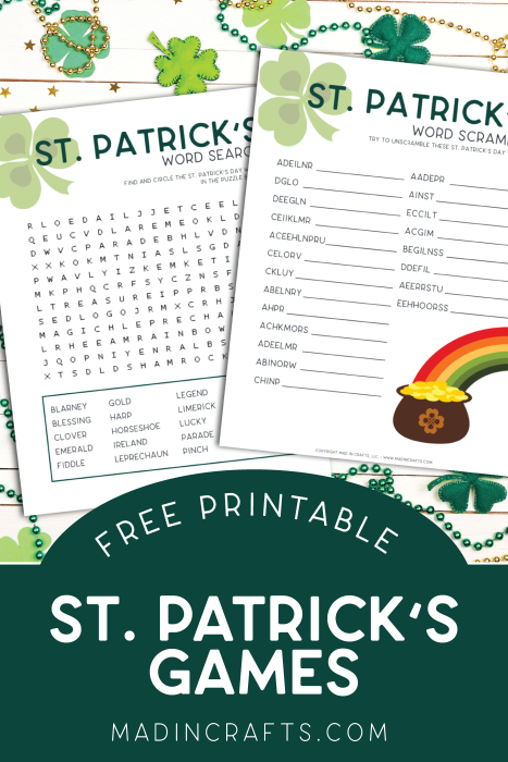 FREE ST. PATRICK'S DAY PRINTABLE GAMES St. Patrick's Day Mad in Crafts
